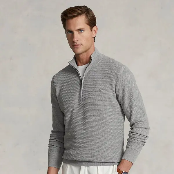 Ralph Lauren Performance Quarter-Zip Sweater In Andover Heather